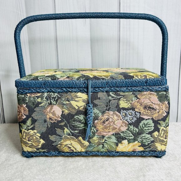 Unbranded | Storage & Organization | Vintage Blue Floral Fabric Padded ...
